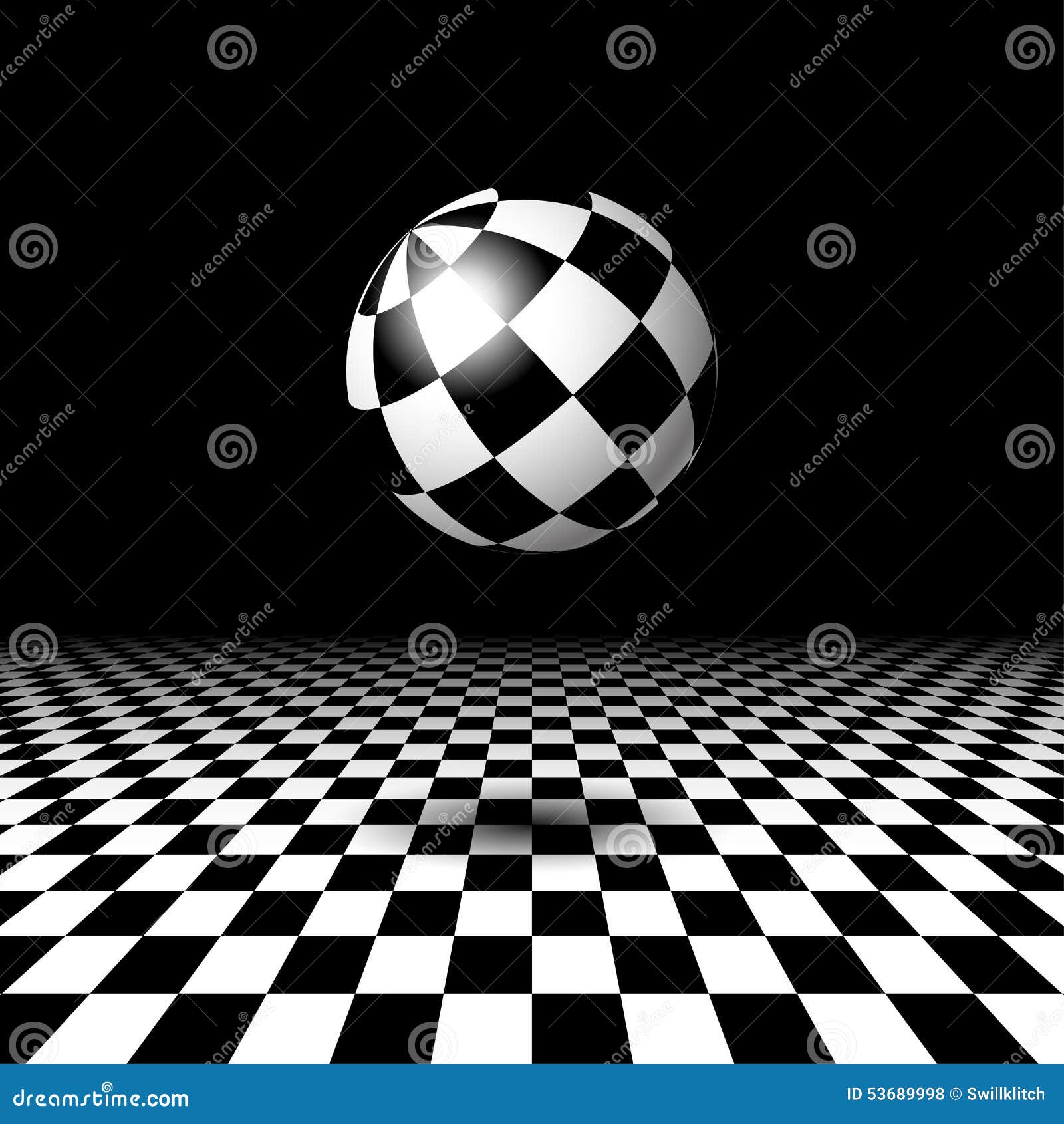 Room with Checkered Floor and Ball Stock Vector - Illustration of ...