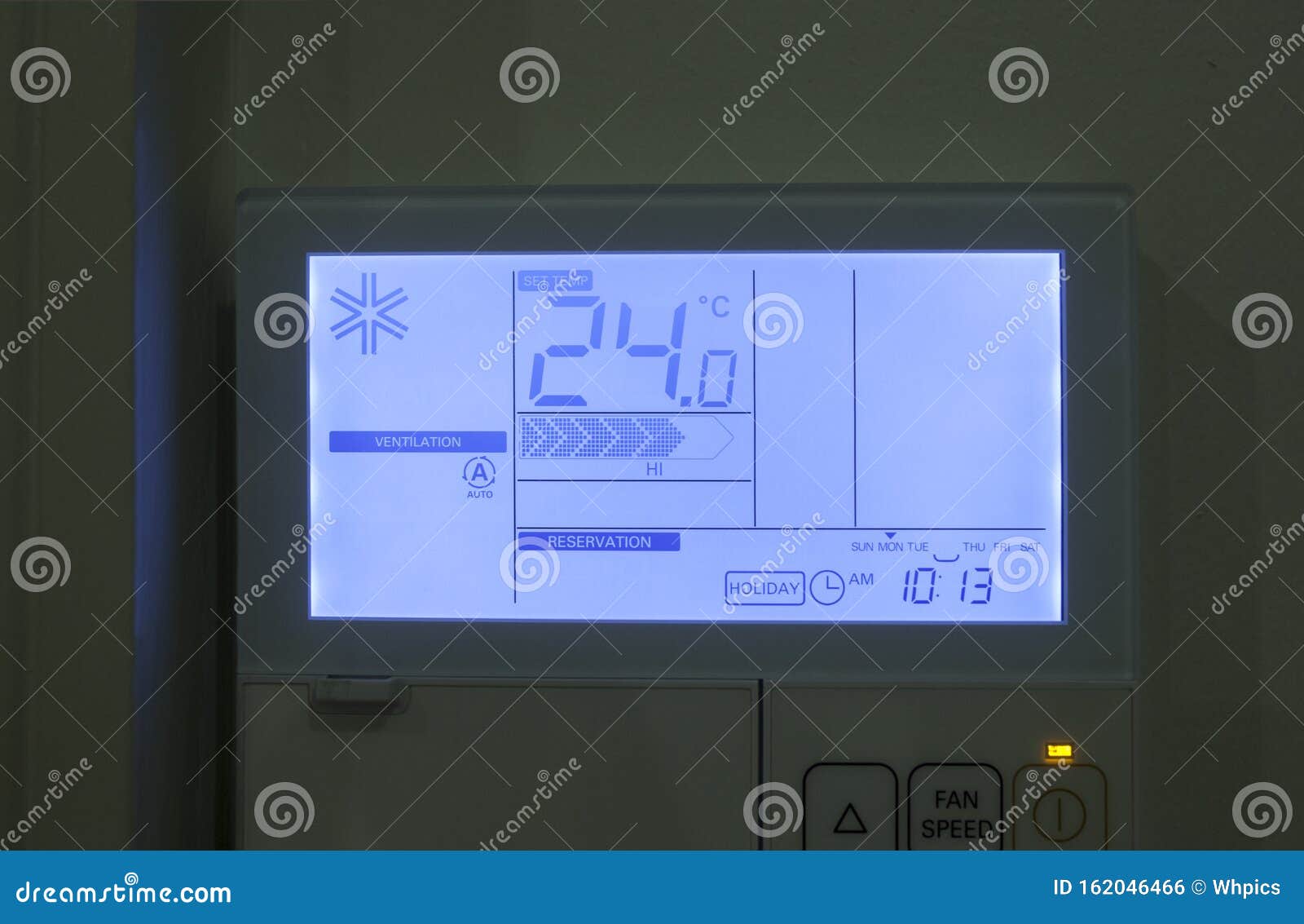 Room Climate Control Screen Illuminated at Night Stock Photo - Image of ...