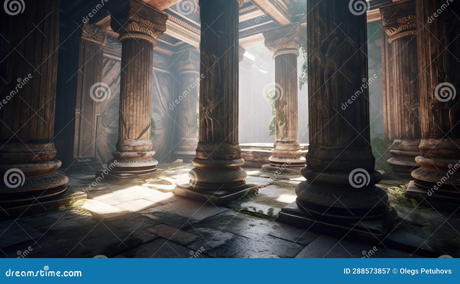 A Room with Columns and a Light Coming through the Window Stock ...