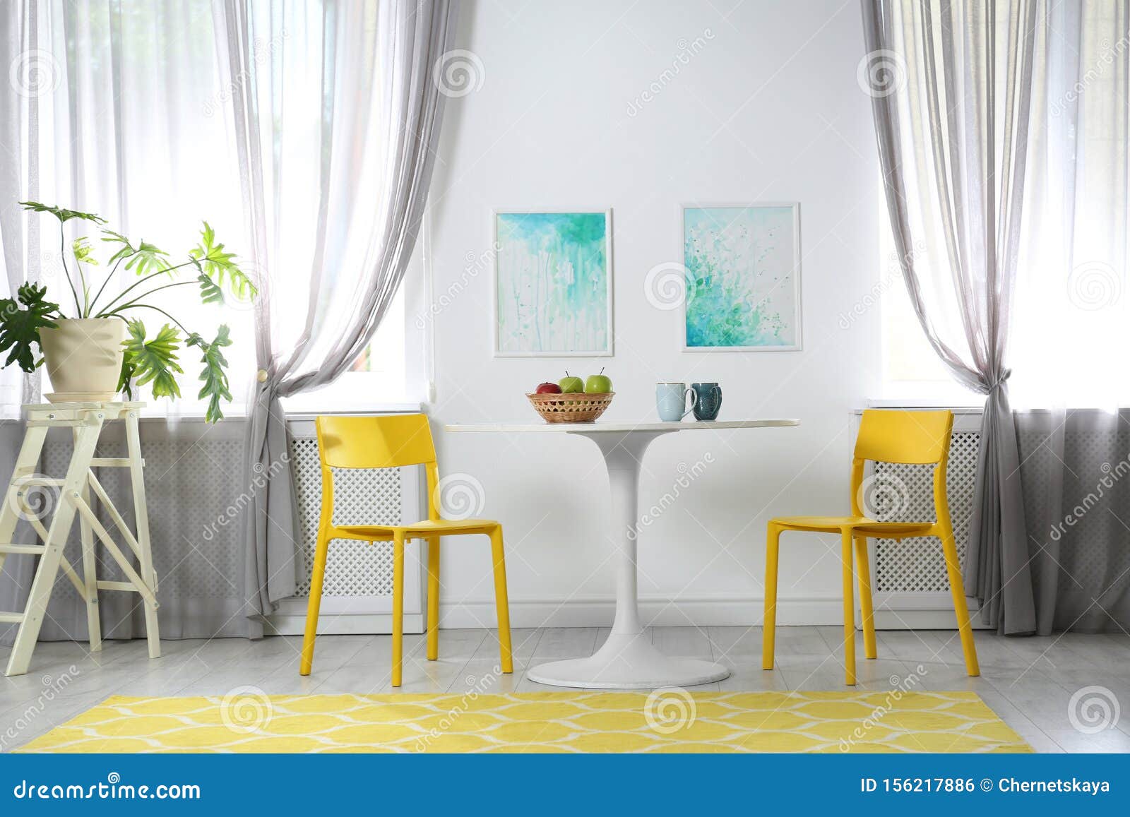 With Comfortable Table, Chairs and Stylish Decor. Idea for Interior ...