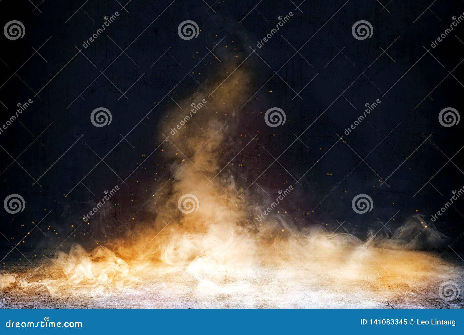 Room with Concrete Floor and Smoke with Fire Sparks Stock Image - Image ...