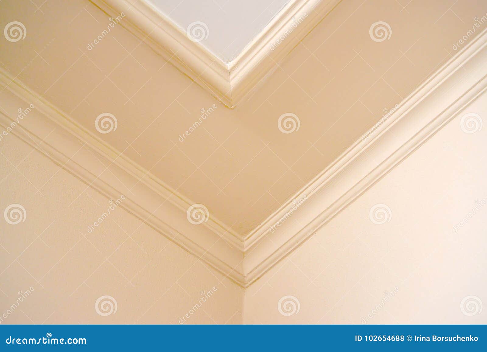 Room Corner with a Ceiling Plinth in Light Tones Stock Photo - Image of ...