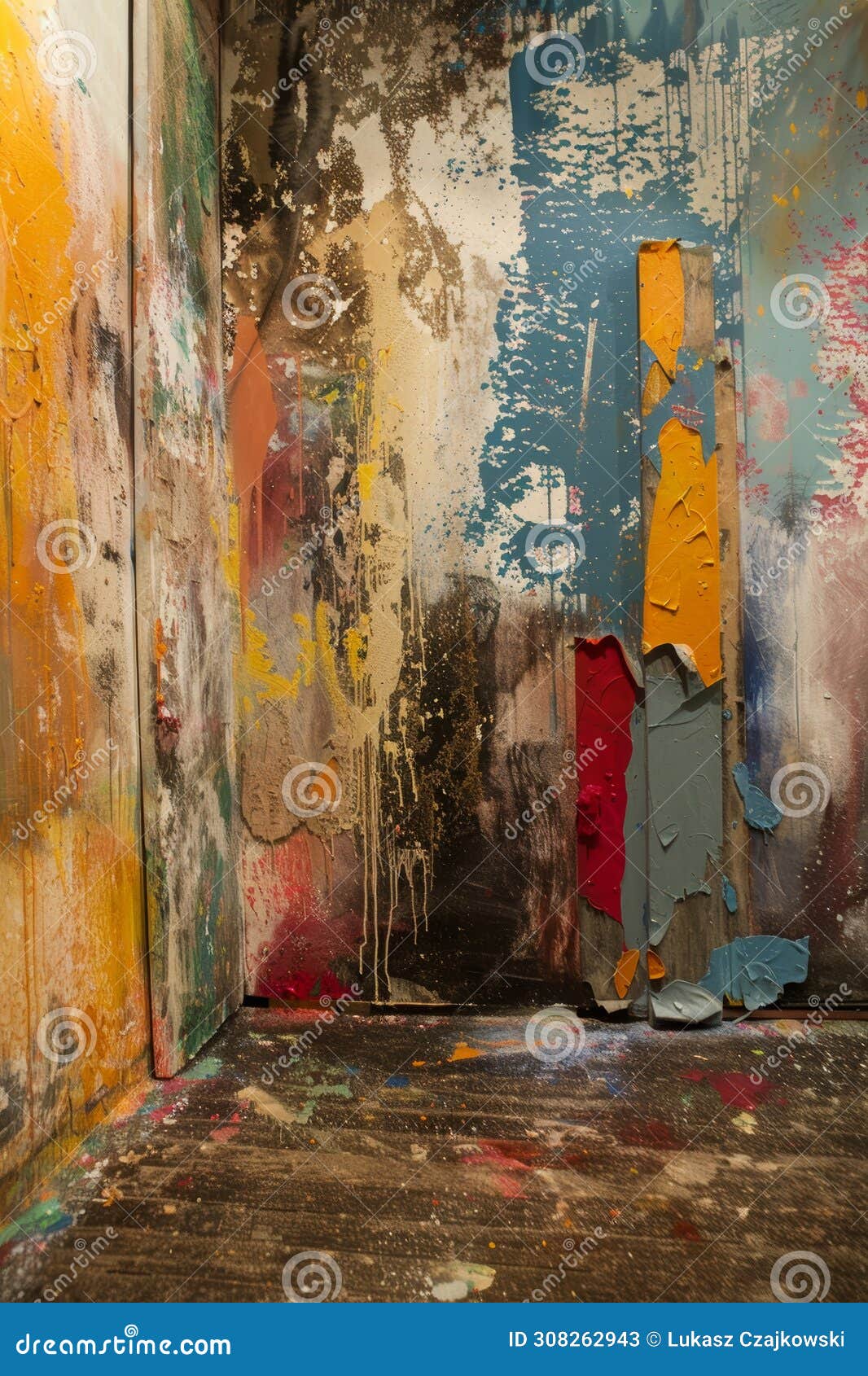 Room Filled with Paint Splatter. Generative AI Stock Illustration ...