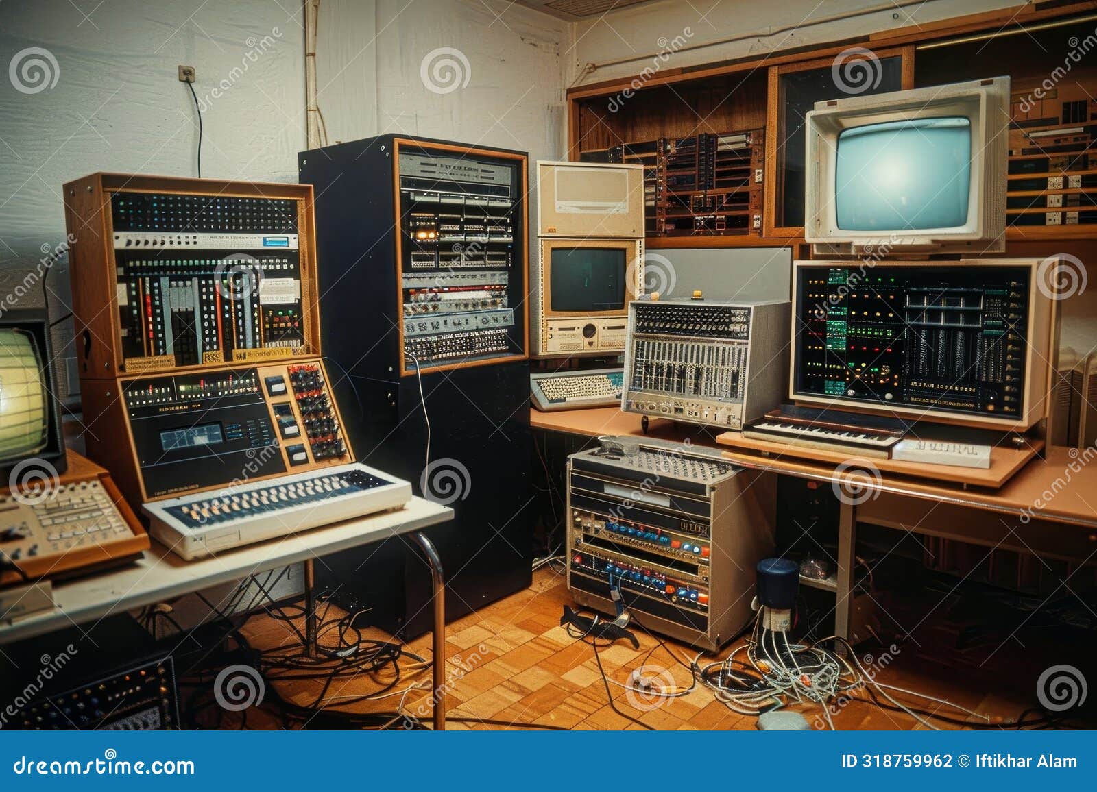A Room Crowded with Various Electronic Devices and Equipment, an ...