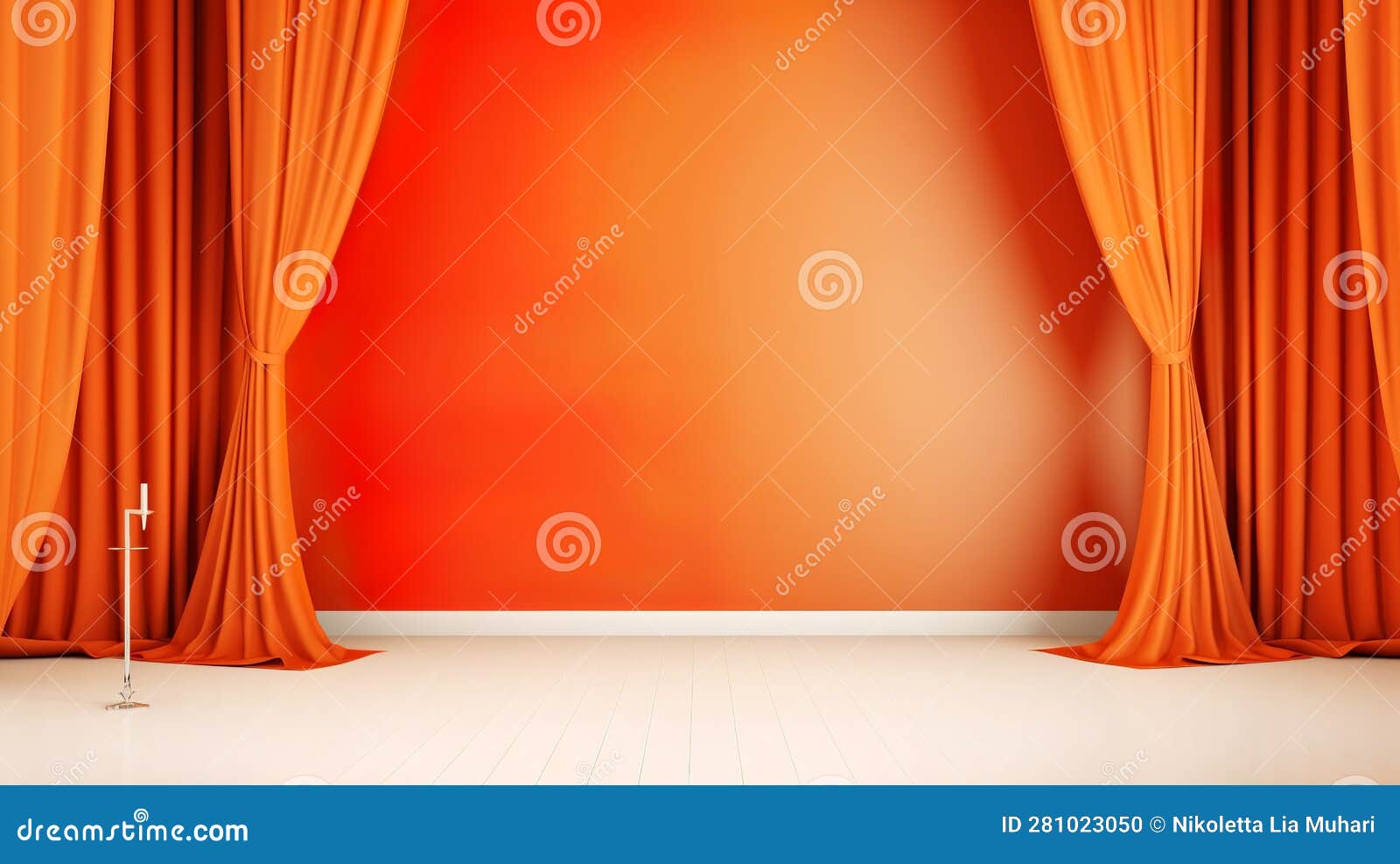 Room with Curtain Background, Generative Ai Stock Illustration ...