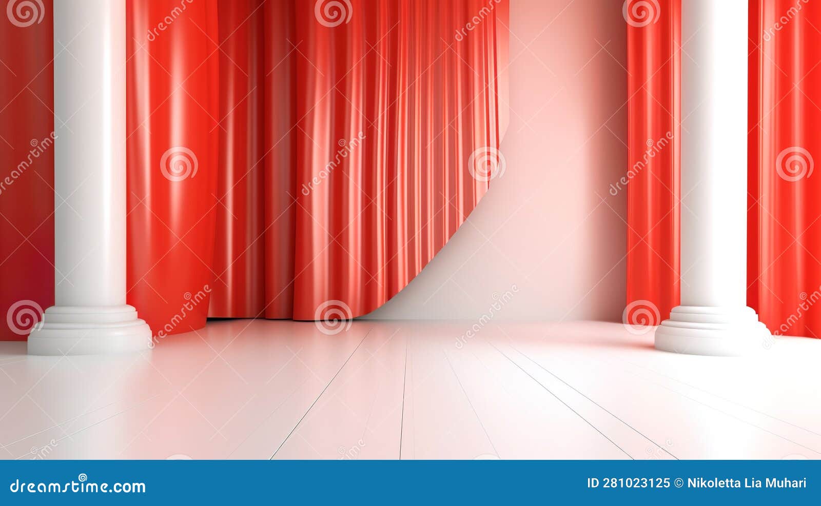 Room with Curtain Background, Generative Ai Stock Illustration ...