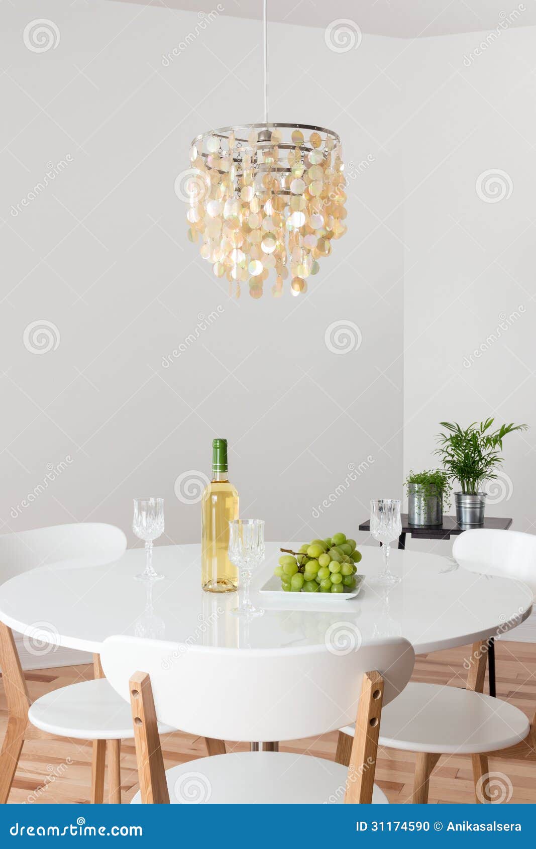 Room with Decorative Chandelier and White Round Table Stock Photo ...