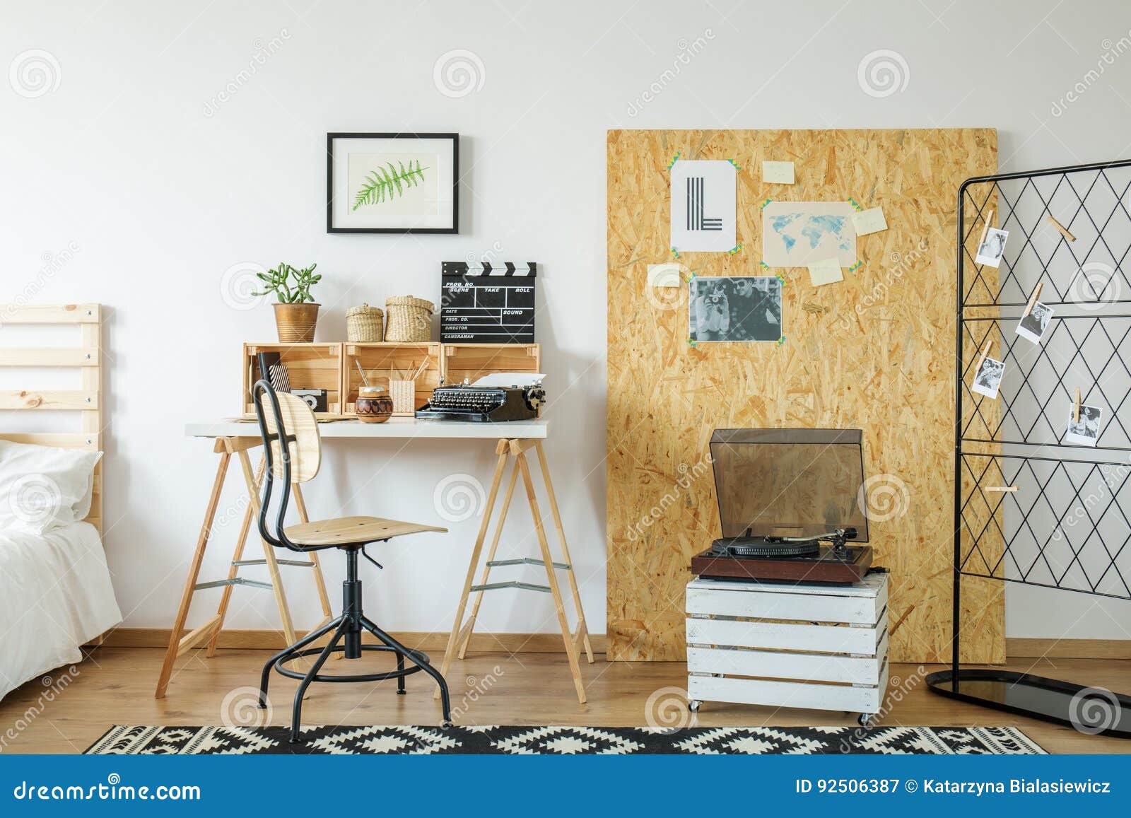 Room with Desk and Osb Board Stock Image - Image of creative, desk ...
