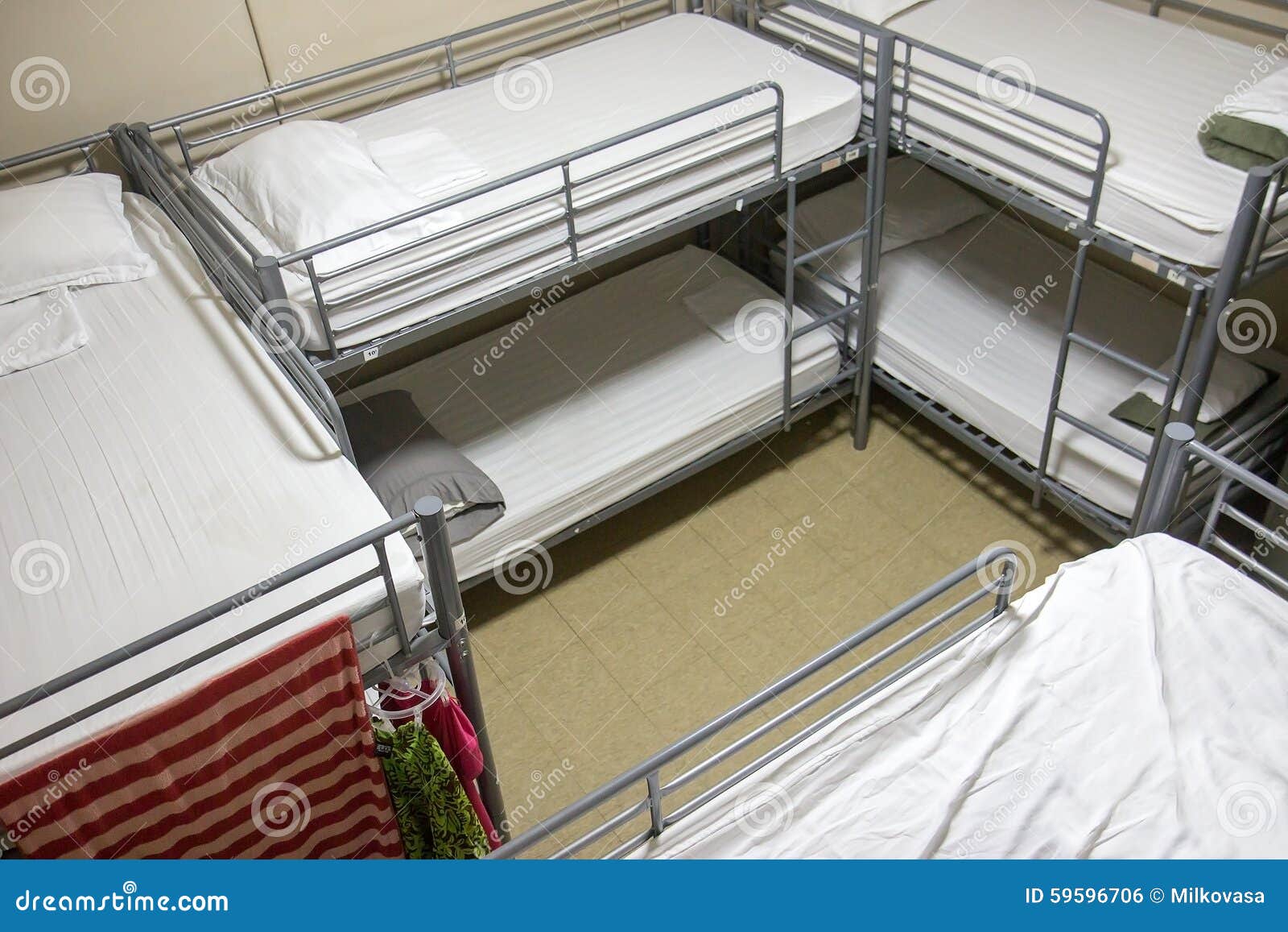 Room with eight bunk beds stock photo. Image of home - 59596706