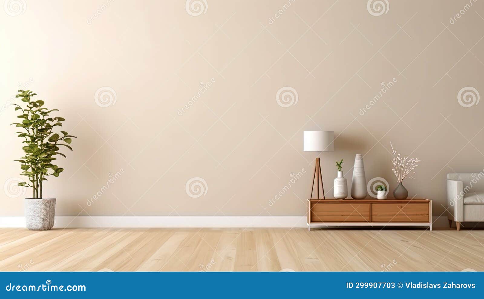 A Room with an Empty Wall Layout in the Scandinavian Design Stock ...