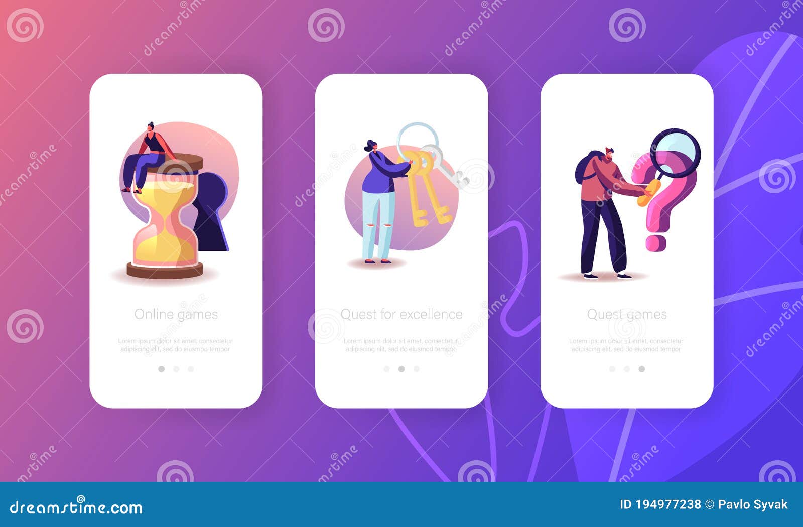 Room Escape Conundrum Mobile App Page Onboard Screen Template. Tiny Characters Solving Enigma ...