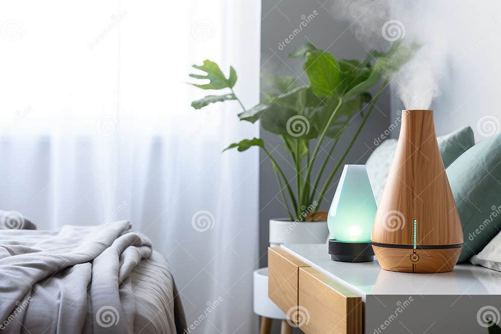 A Room with Essential Oil Diffuser Releasing Mist Stock Image - Image ...