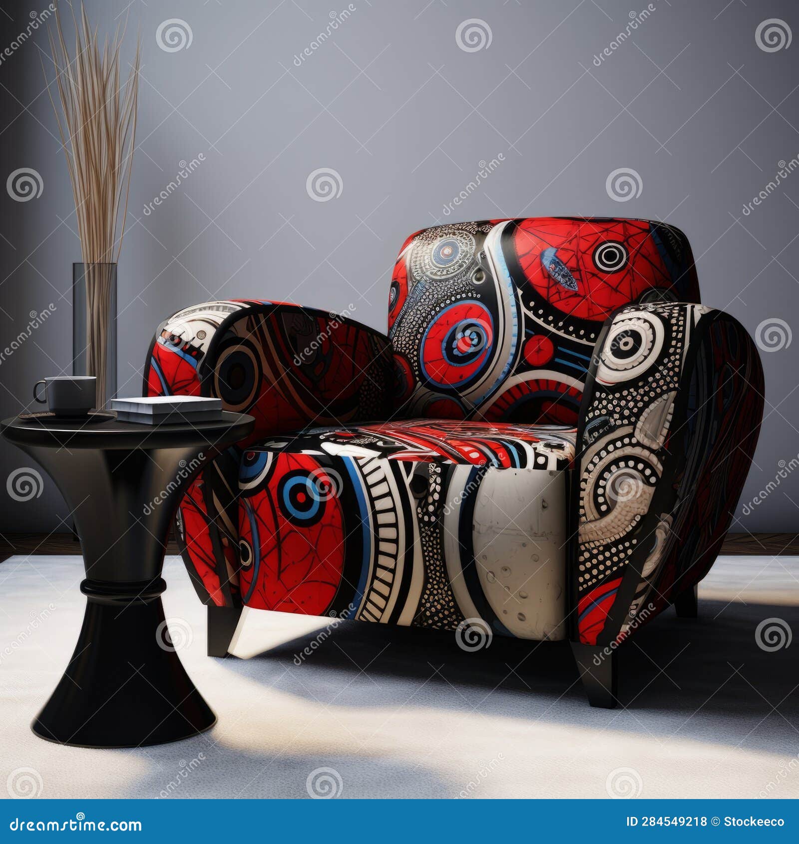 Luxurious Aboriginal Art Inspired Armchair with Coffee Table Stock ...