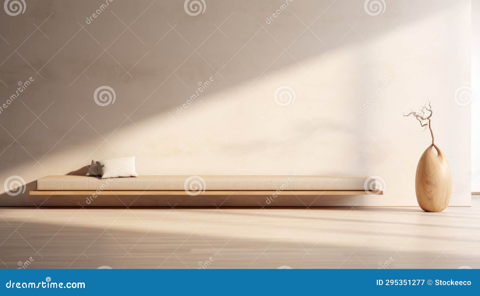 Minimalist Zen-inspired Wooden Sofa with Backlight in Beige - 8k ...