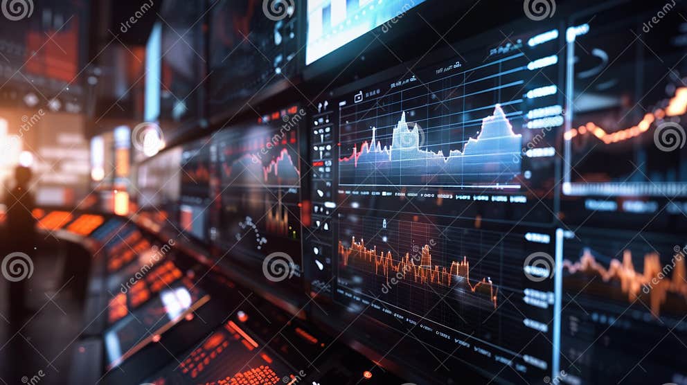 Room Filled with Computer Screens Stock Image - Image of work, screens ...