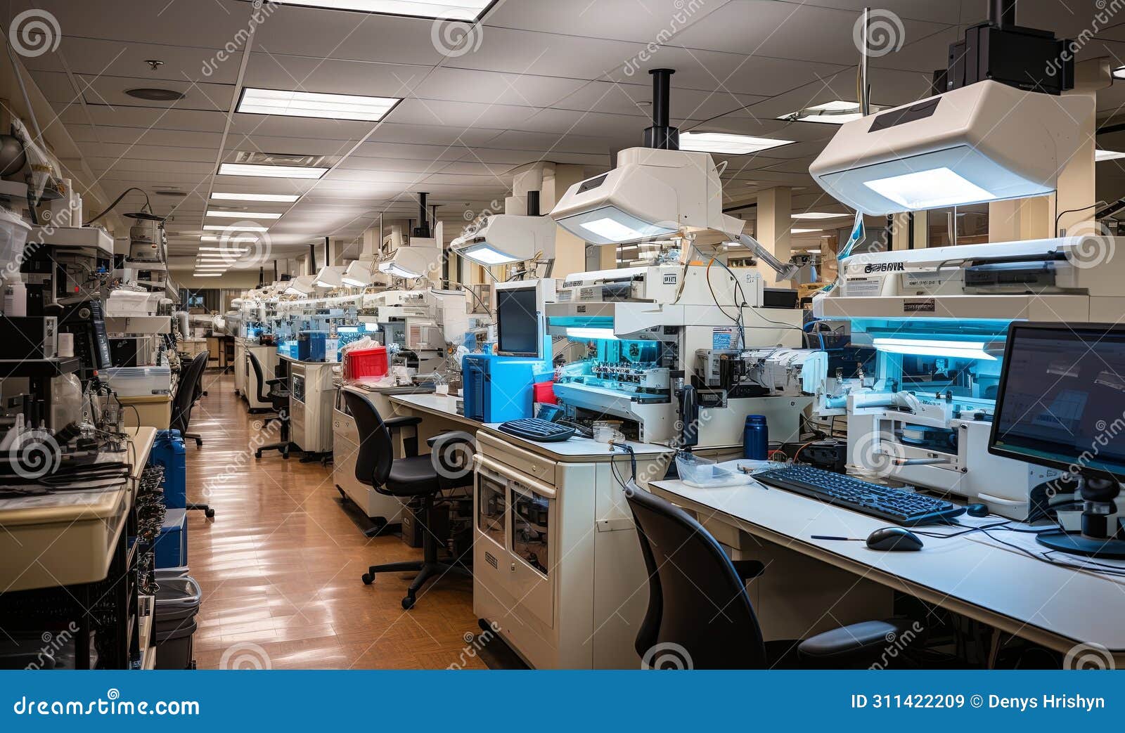 Room Filled with Computers and Desks Stock Image - Image of office ...