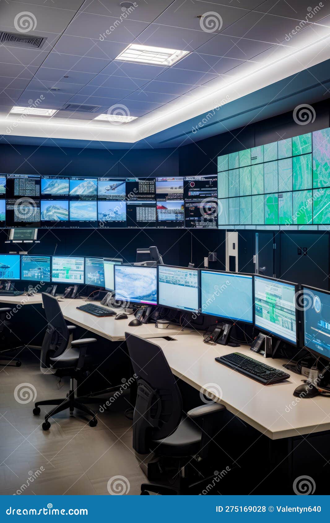 Room Filled with Lots of Computer Monitors and Monitors on Wall Above ...