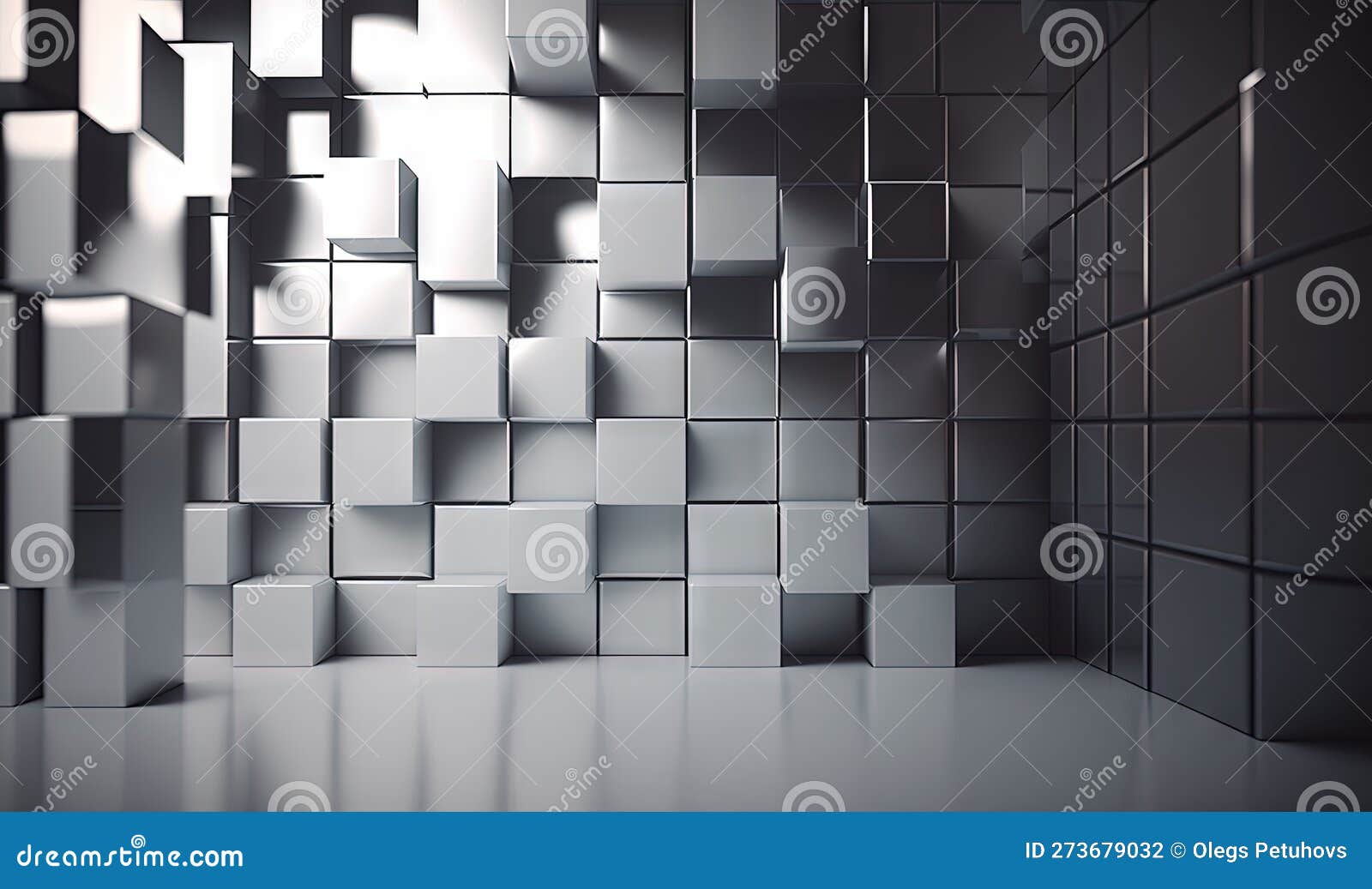 A Room Filled with Lots of Cubes and a Light Coming from the Ceiling in ...