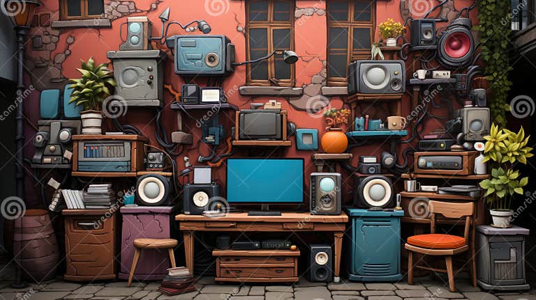 A Room Filled with Lots of Different Types of Electronics. Digital ...