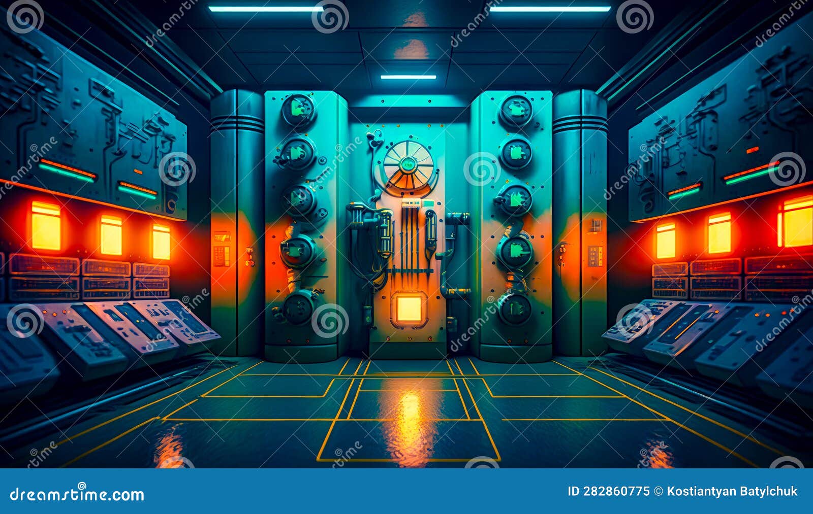 Room Filled with Lots of Lockers and Clock on the Wall. Generative AI ...