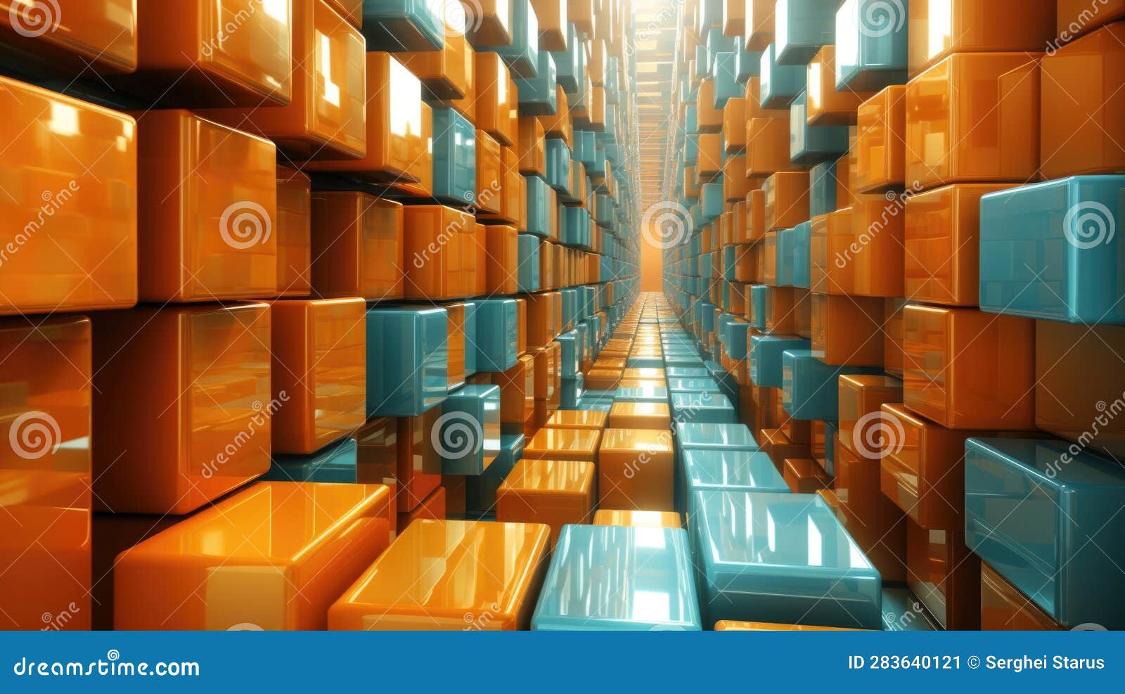 A Room Filled with Lots of Orange and Blue Boxes. Generative AI Image ...