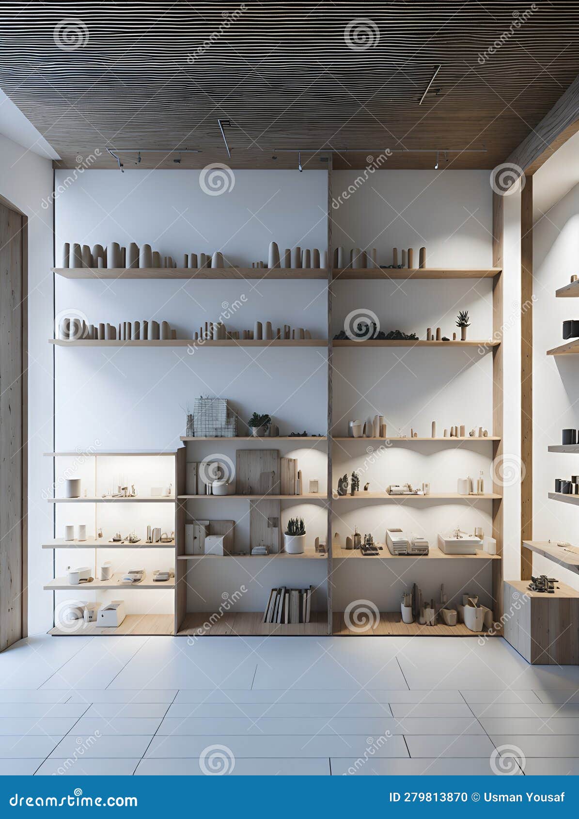 A Room Filled with Lots of Shelves Filled with Items Stock Illustration ...