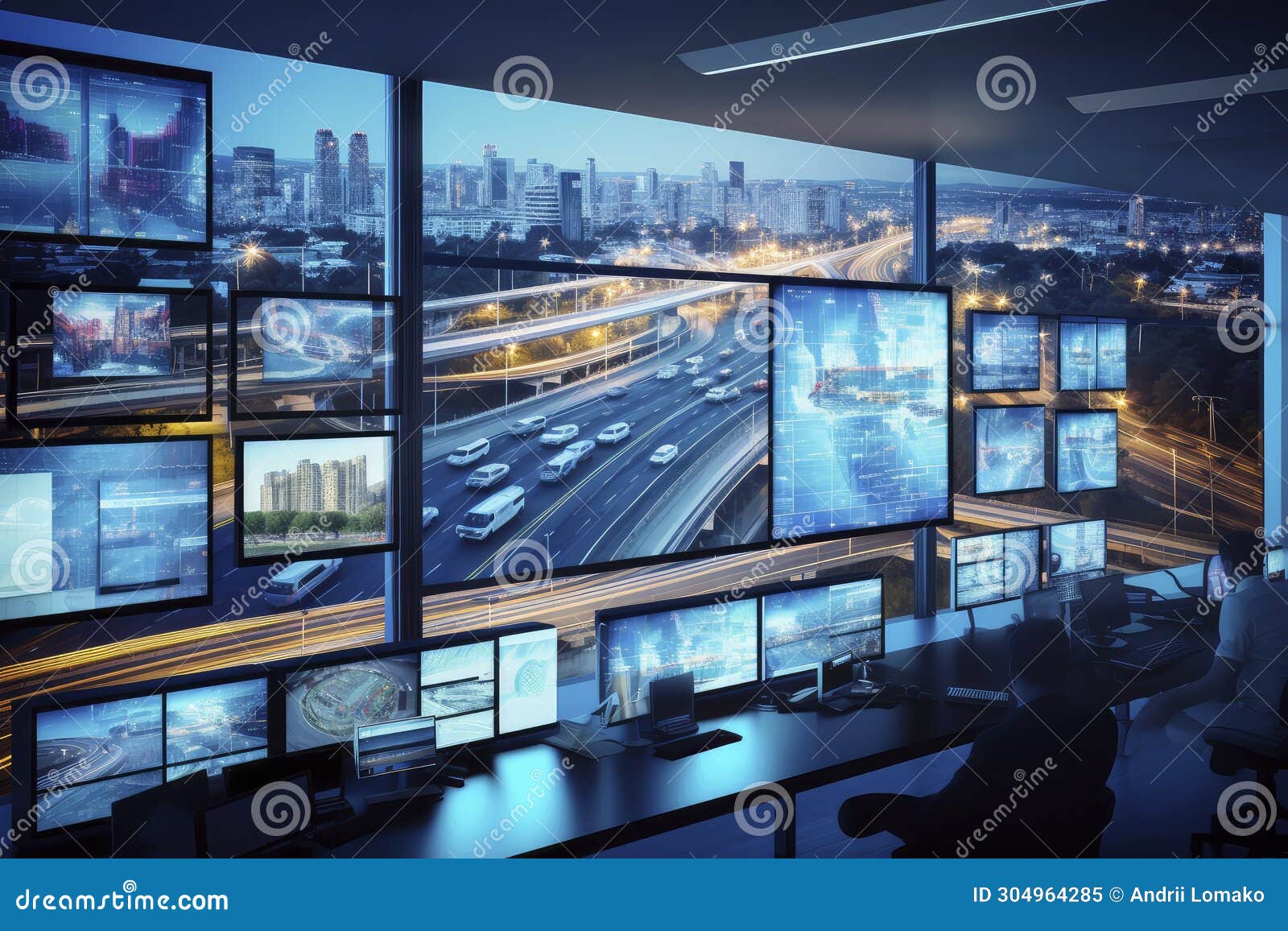 Room Filled with Multiple Computer Screens in Office Setting Stock ...