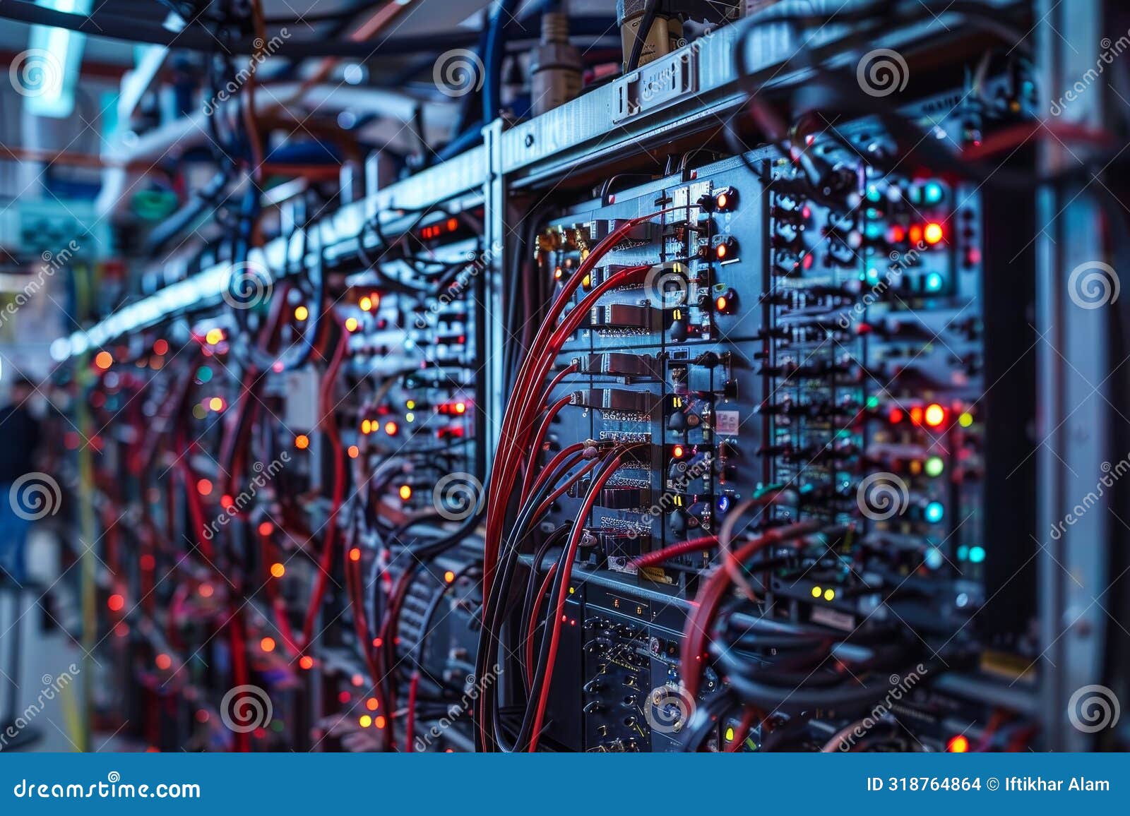 A Room Filled with a Rack of Wires, Showing a Network Setup and ...