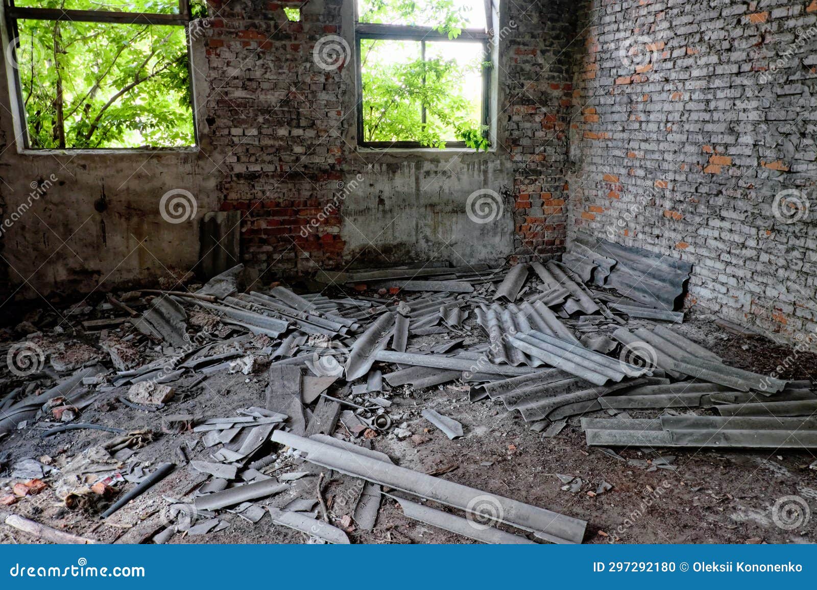 A Room Filled with Trash and Rubble Stock Photo - Image of walls ...