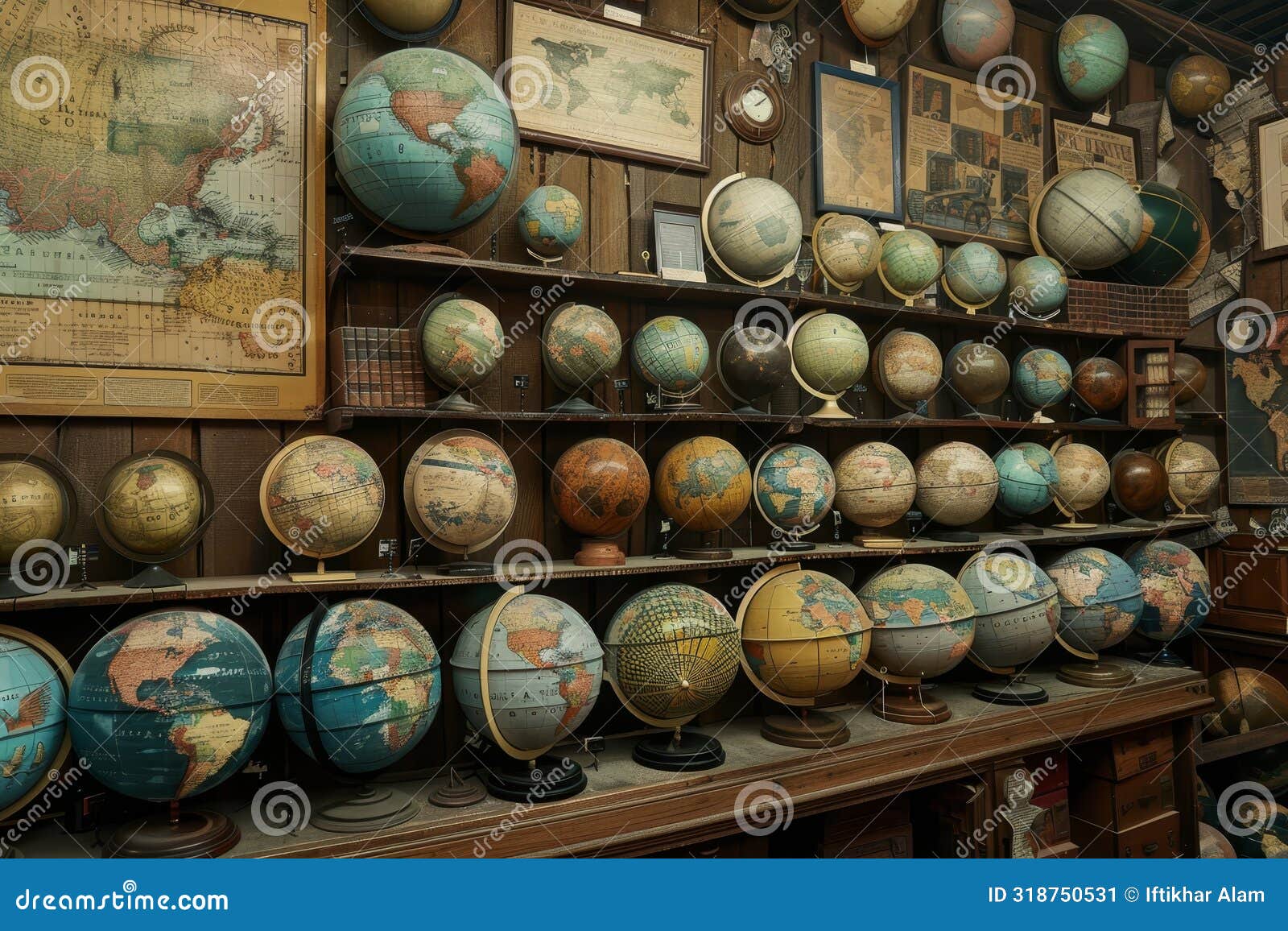 Room Filled with Various Styles and Sizes of Globes, Creating a Unique ...
