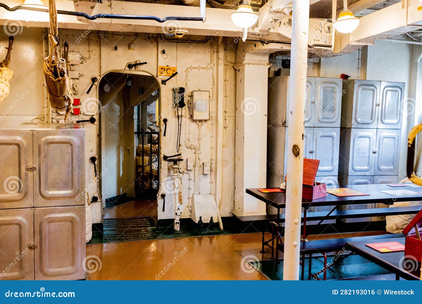 A Room with a Fire Hydrant and Some Cabinets on the Side Stock Photo ...