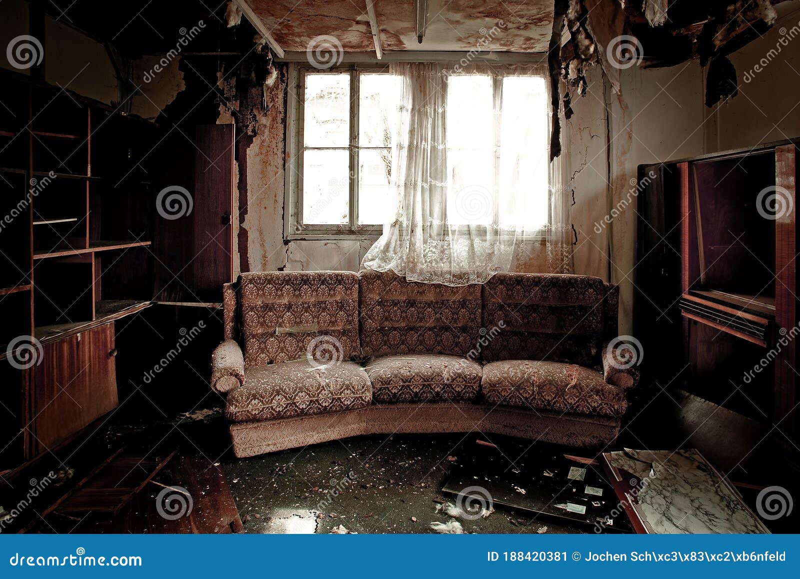 Room after a fire stock image. Image of brown, disaster - 188420381