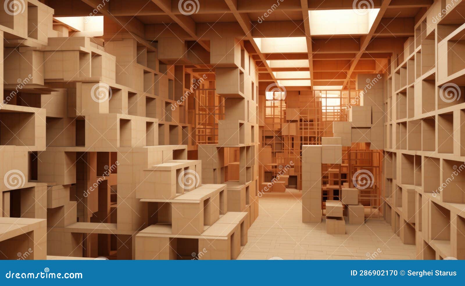 A Room Full of Boxes and Shelves. Generative AI Image. Stock ...