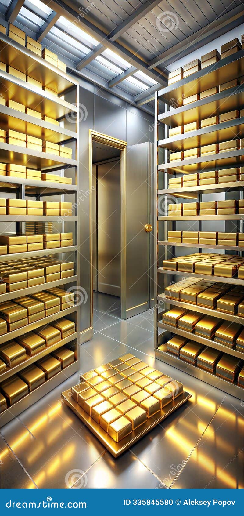 A Room Full of Gold Bars. the Room is Very Large and Has a Lot of Gold ...