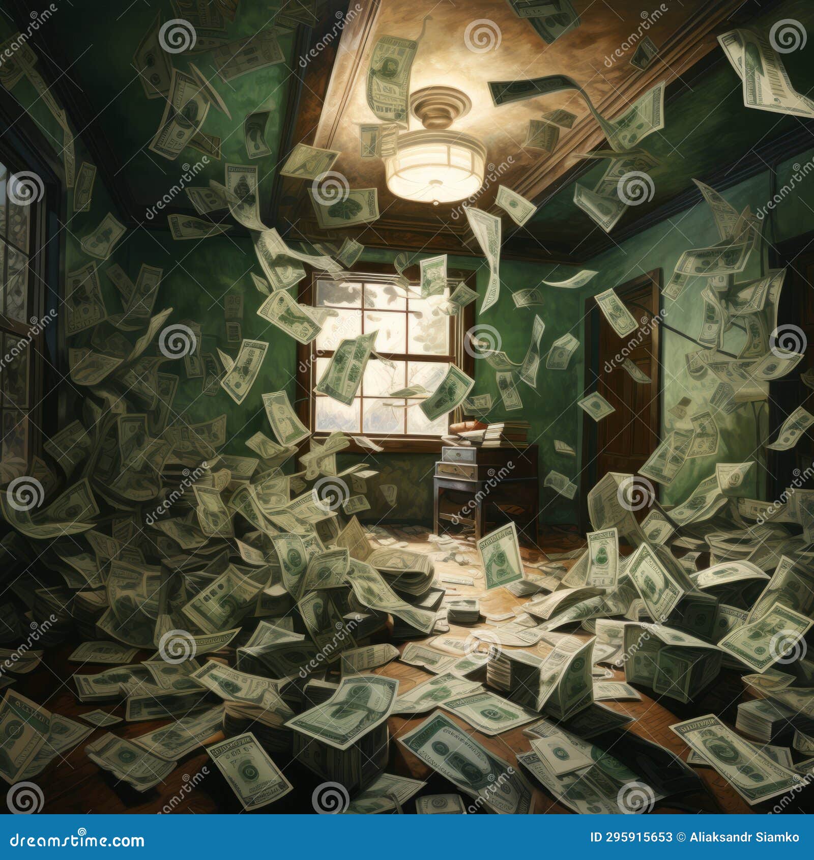 A room full of money stock illustration. Illustration of banknote ...