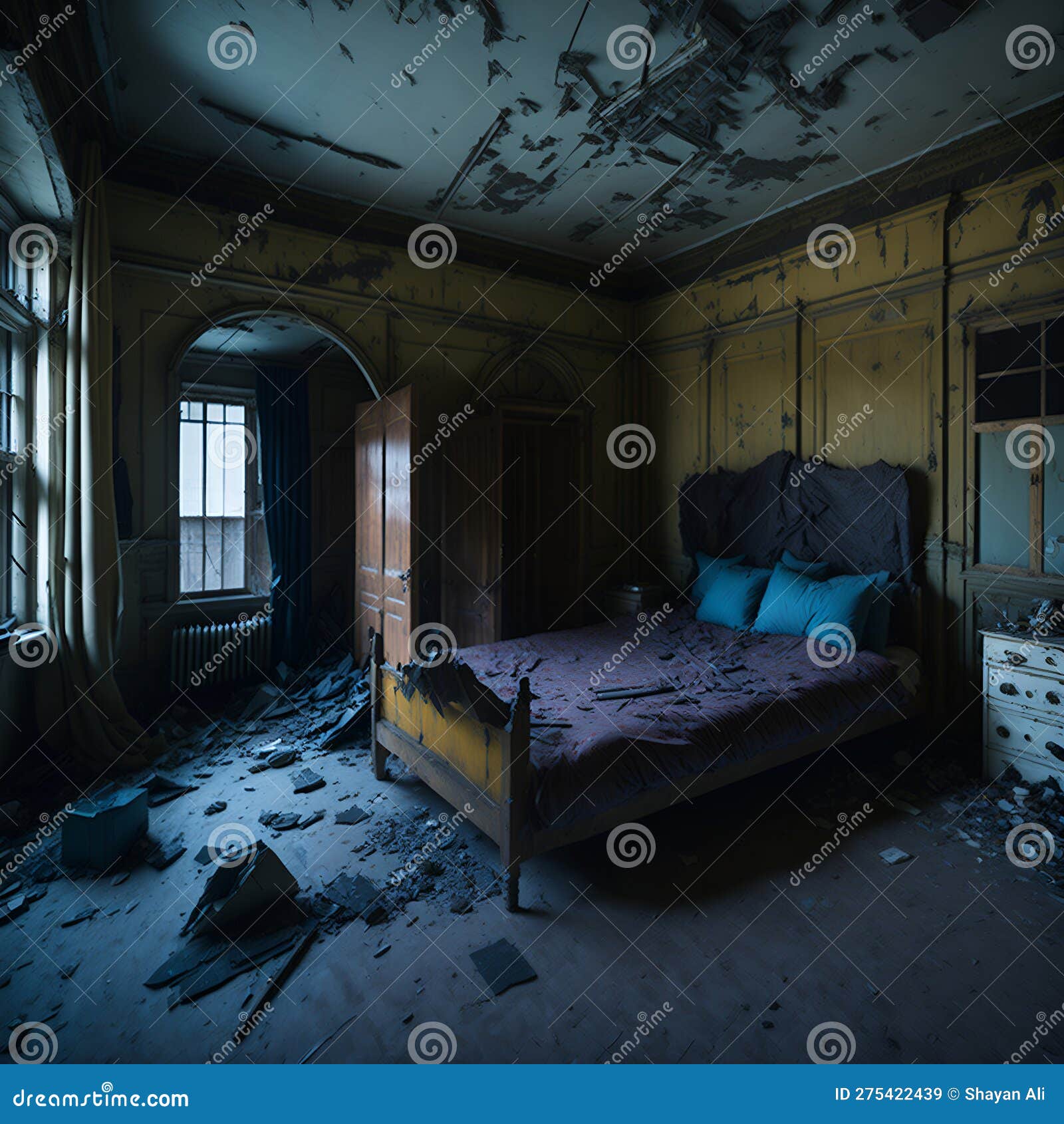 Room of a Ghost Hotel. Ai Generated Stock Illustration - Illustration ...