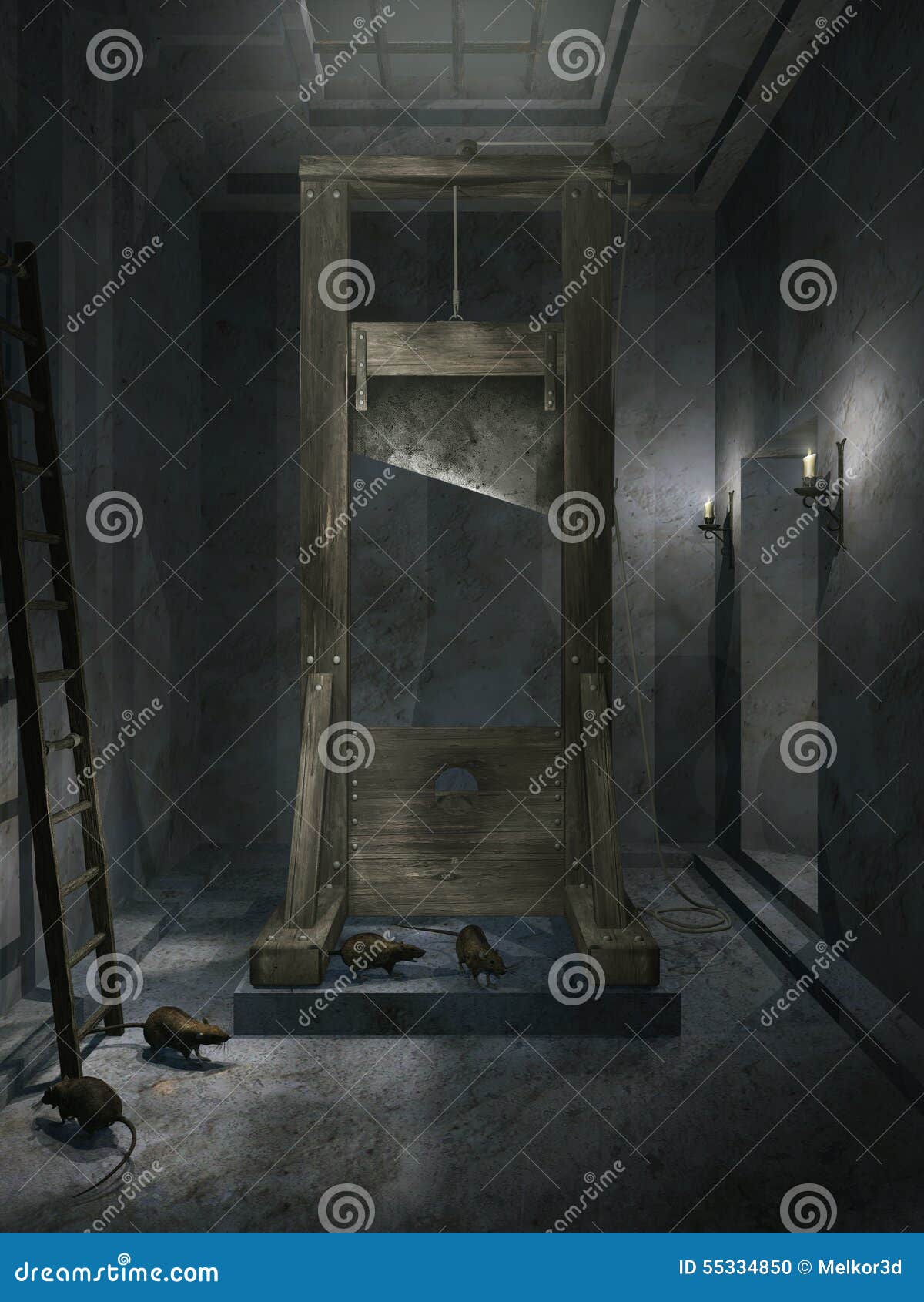 Room with guillotine stock illustration. Illustration of rats - 55334850