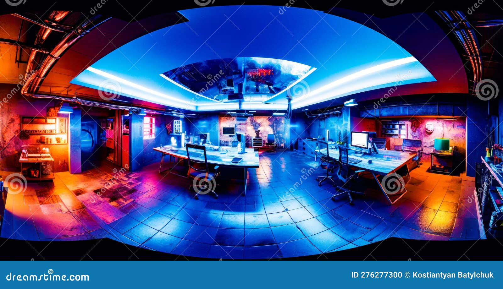 Room that Has Bunch of Computers on the Desks in it. Generative AI ...