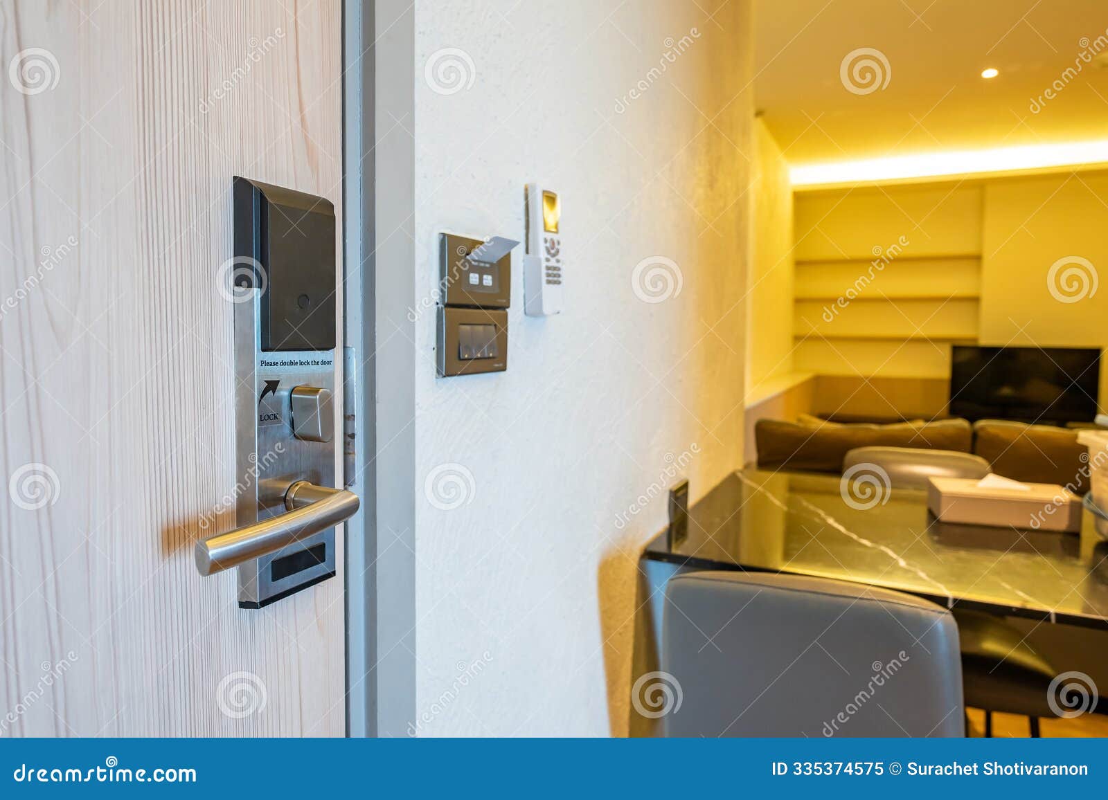The Room Has a Digital on Off System. Electronic Door Handle with Key ...