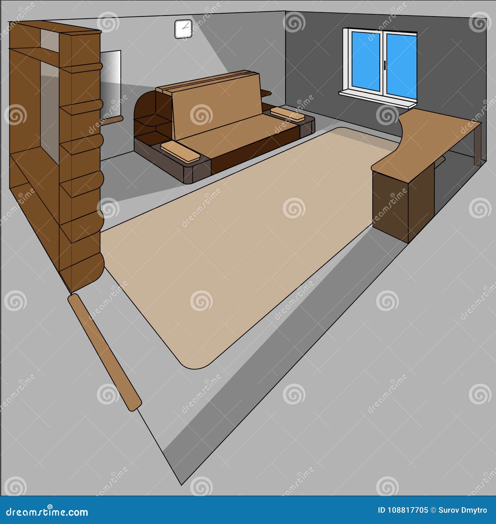 Room of a House in Cutaway - Isometric Interior Stock Vector ...