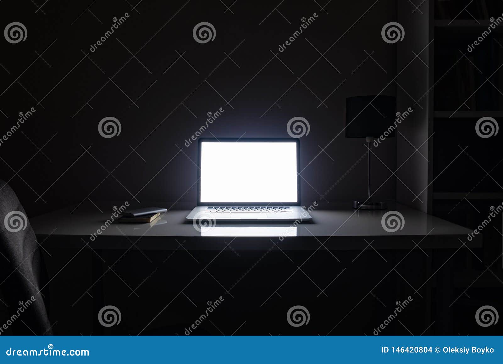 Room Illuminated by a Computer Screen at Night, No People Stock Photo ...