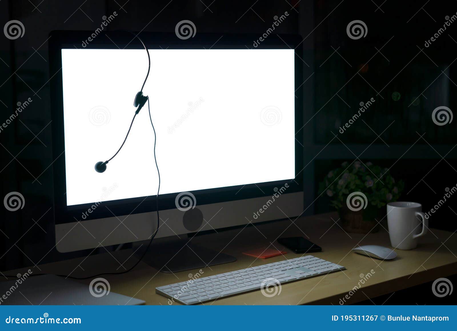 Room Illuminated by a Computer Screen at Night, No People, Empty ...