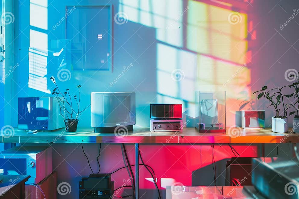 A Room Illuminated by a Multitude of Differently Colored Lights ...