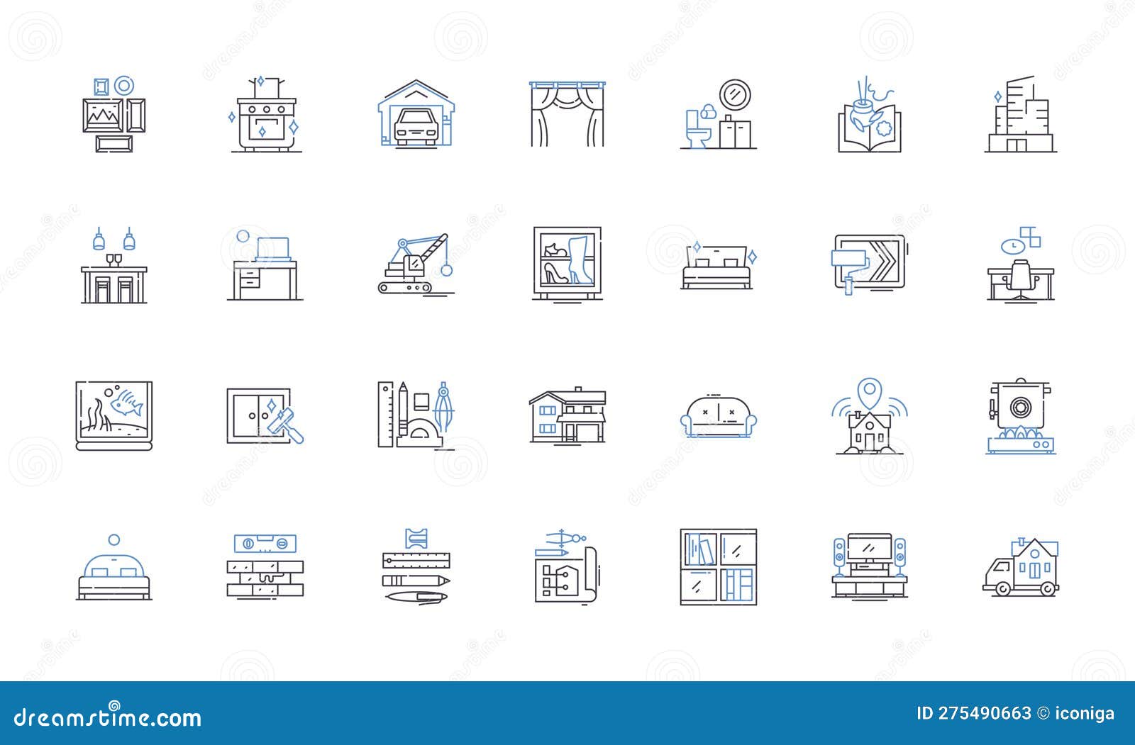 Room Improvement Line Icons Collection Renovation Reorganization