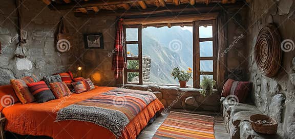 A Room with Inca-inspired Decor Stock Illustration - Illustration of ...