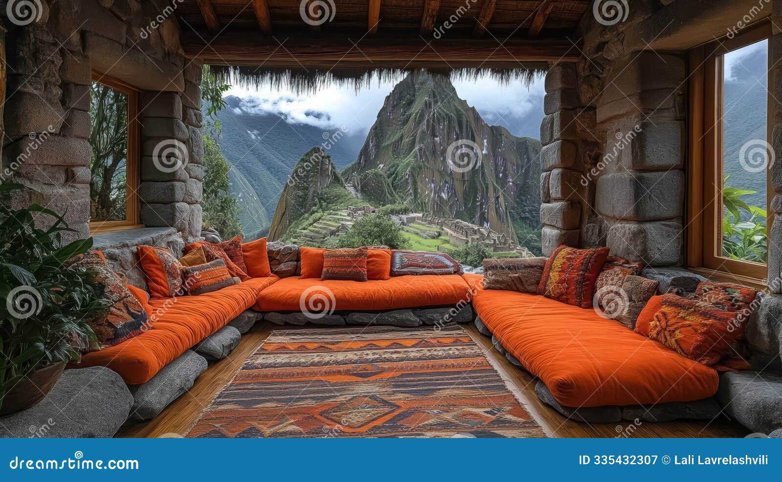 A Room with Inca-inspired Decor Stock Illustration - Illustration of ...