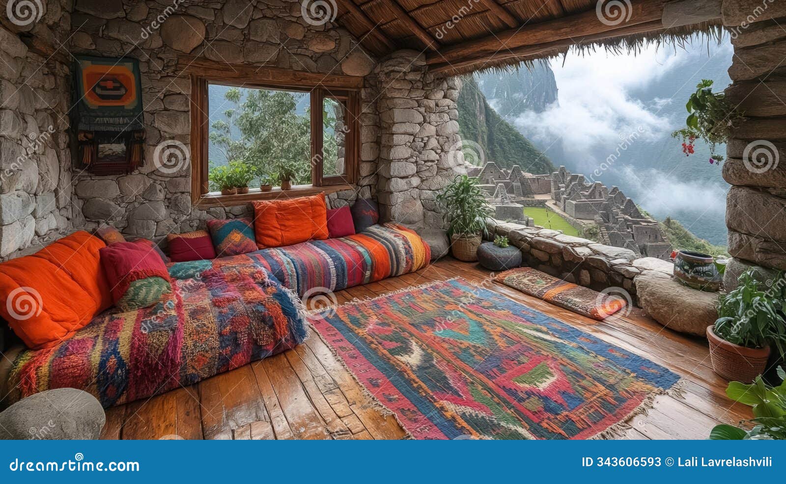 A Room with Inca-inspired Decor Stock Illustration - Illustration of ...