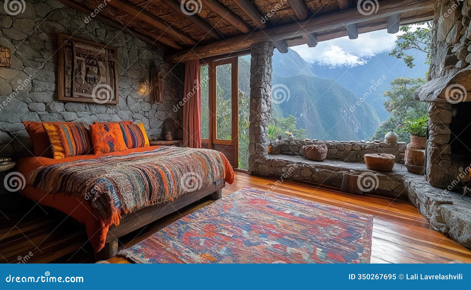 A Room with Inca-inspired Decor Stock Illustration - Illustration of ...