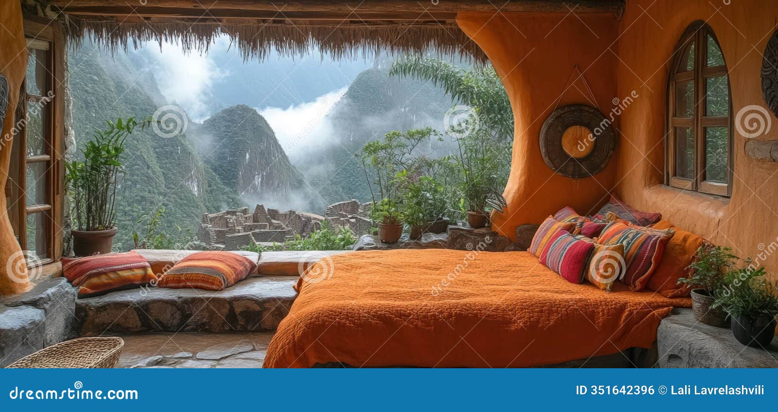A Room with Inca-inspired Decor Stock Illustration - Illustration of ...