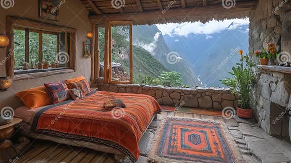 A Room with Inca-inspired Decor Stock Illustration - Illustration of ...